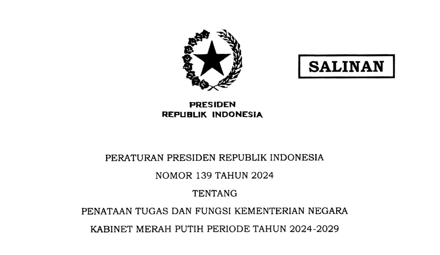 Sekretariat Kabinet Republik Indonesia Inilah Kementerian Negara Kabinet Merah Putih 